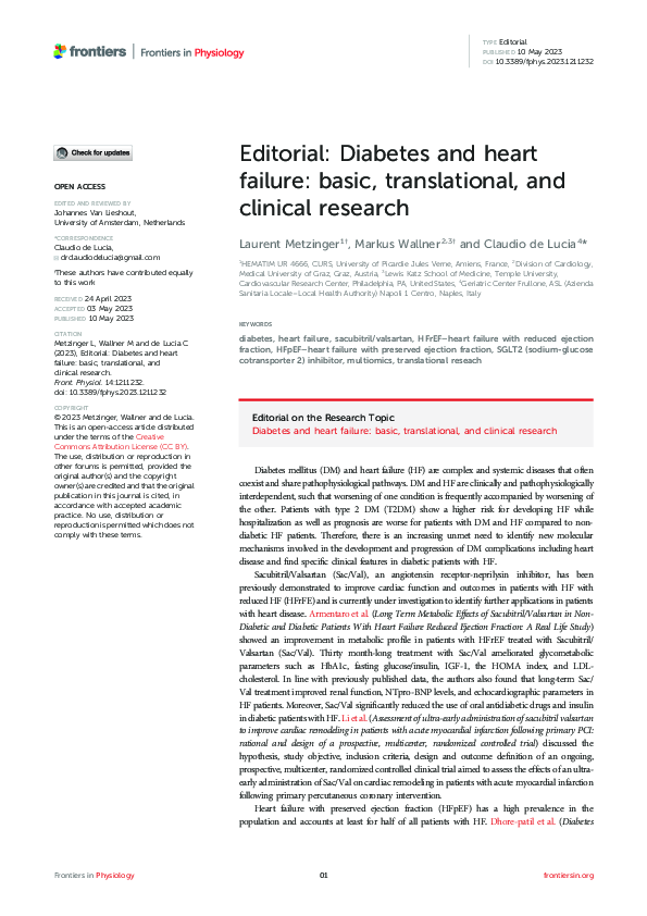 (PDF) Editorial: Diabetes and heart failure: basic, translational, and ...