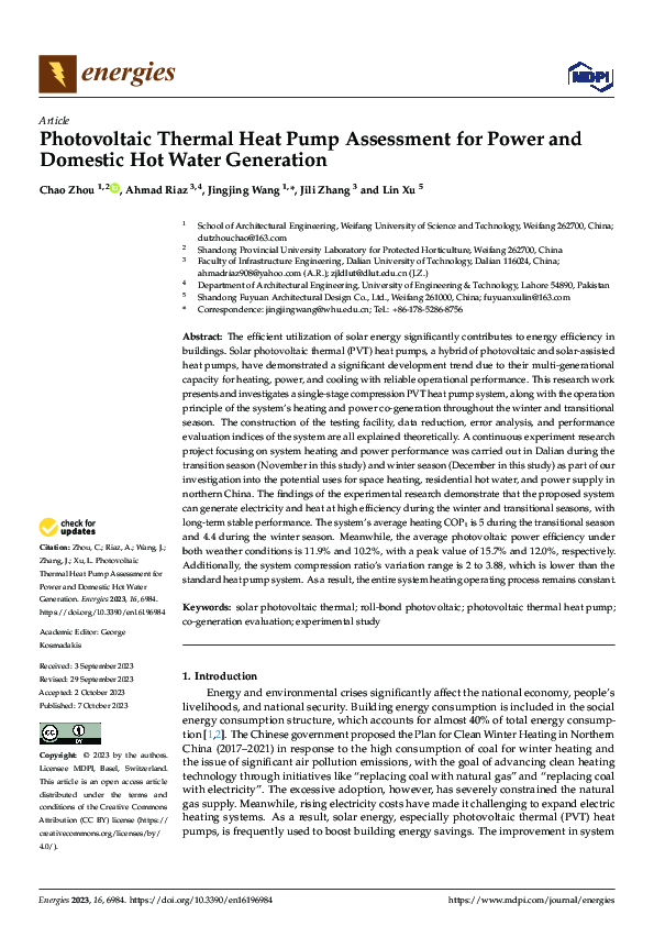 (PDF) Photovoltaic Thermal Heat Pump Assessment for Power and Domestic ...