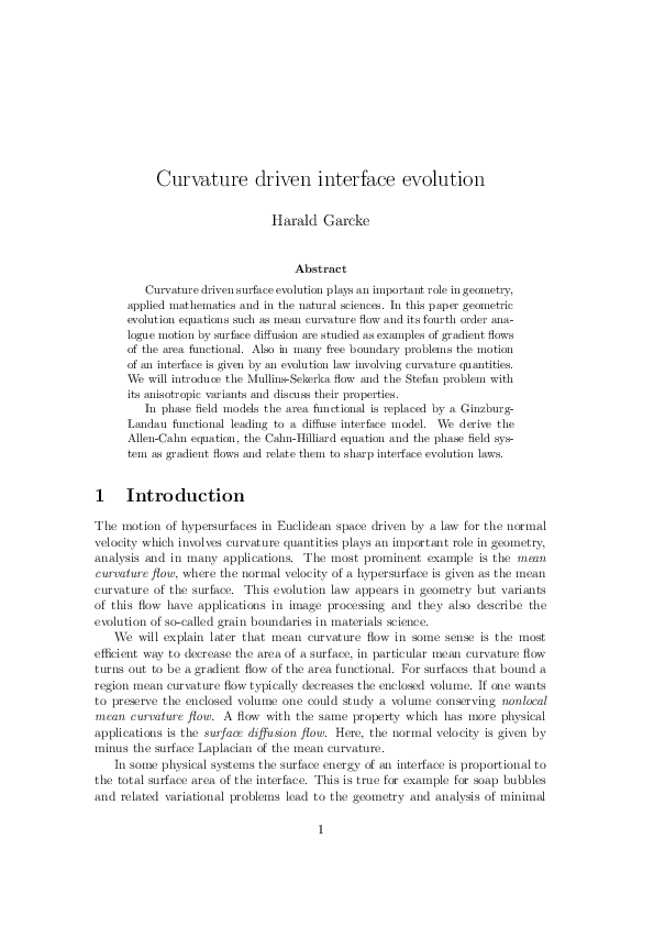 (PDF) Curvature Driven Interface Evolution