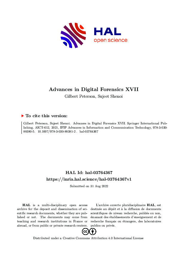 (PDF) Advances in Digital Forensics XVII