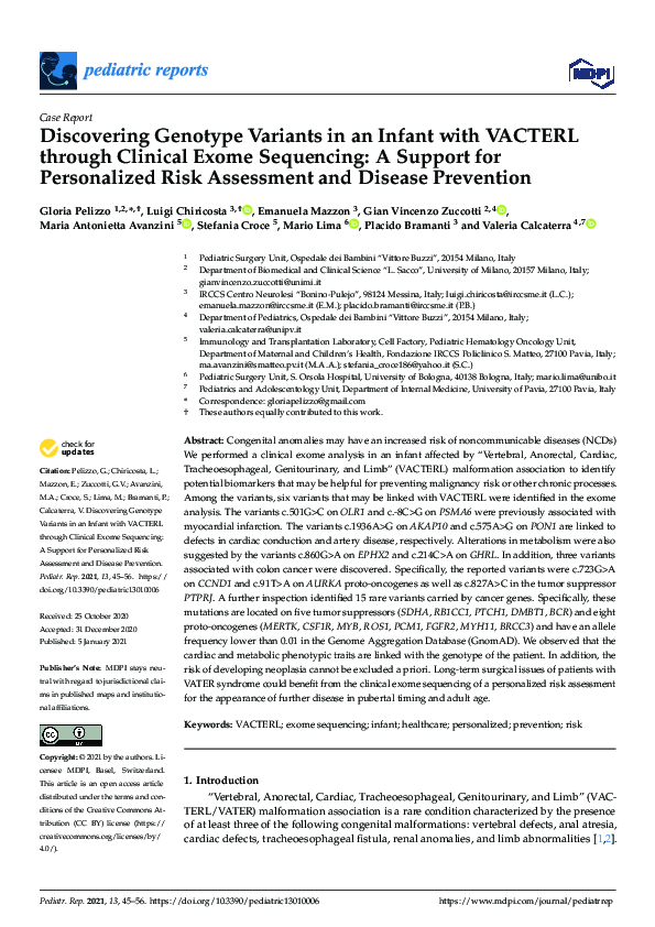 (PDF) Discovering Genotype Variants in an Infant with VACTERL through ...