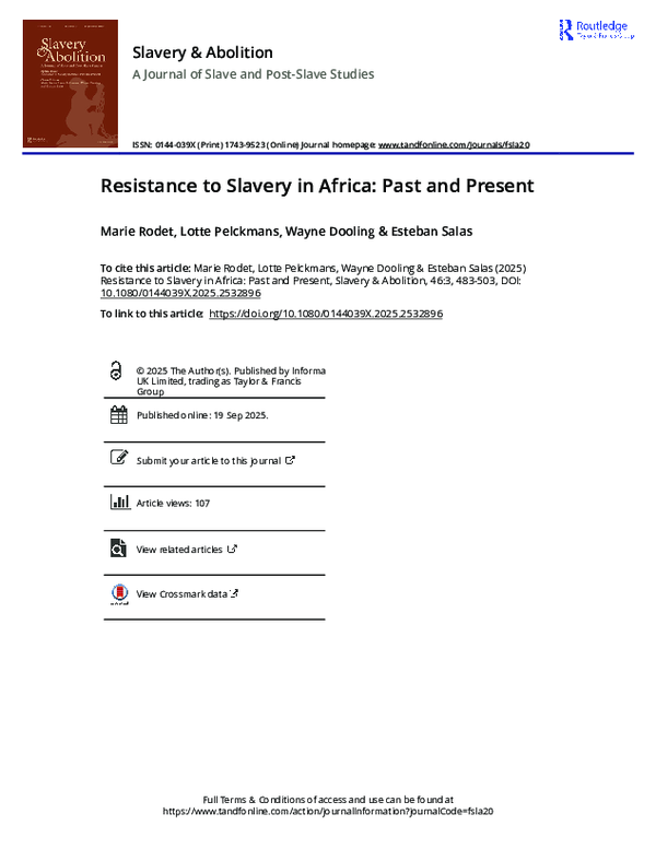 (PDF) 2025- introduction: Resistance to Slavery in Africa: Past and ...