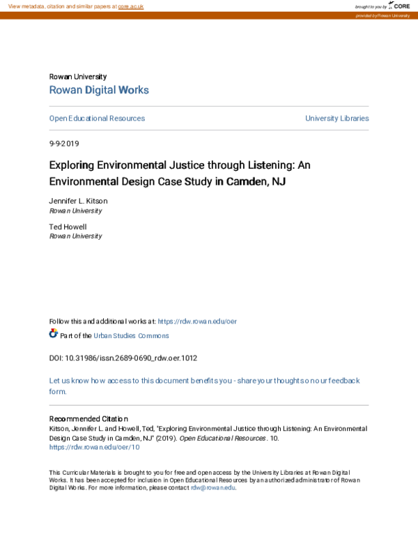 (PDF) Exploring Environmental Justice through Listening: An ...