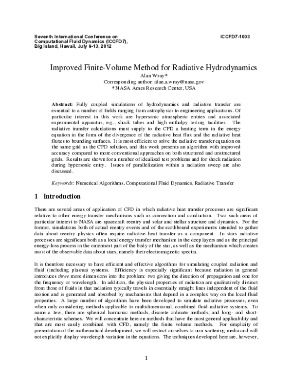 (PDF) Improved Finite-Volume Method for Radiative Hydrodynamics
