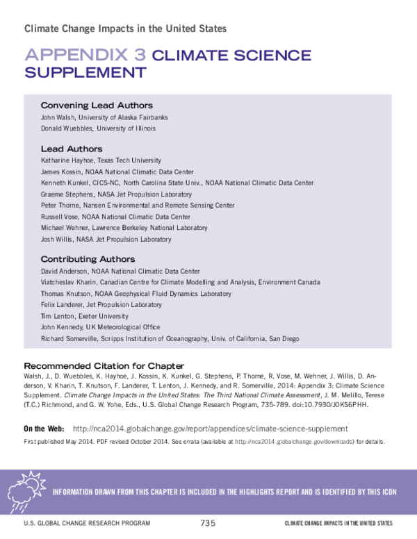 (PDF) Appendix 3: Climate Science Supplement. Climate Change Impacts in ...