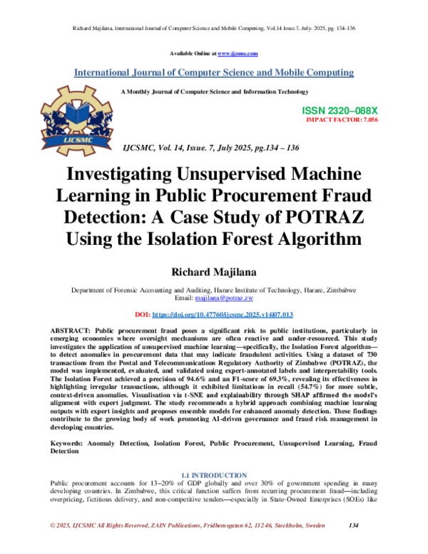 (PDF) Investigating Unsupervised Machine Learning in Public Procurement Fraud Detection: A Case ...