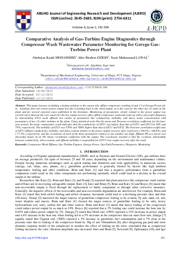 (PDF) Comparative Analysis of Gas-Turbine Engine Diagnostics through ...