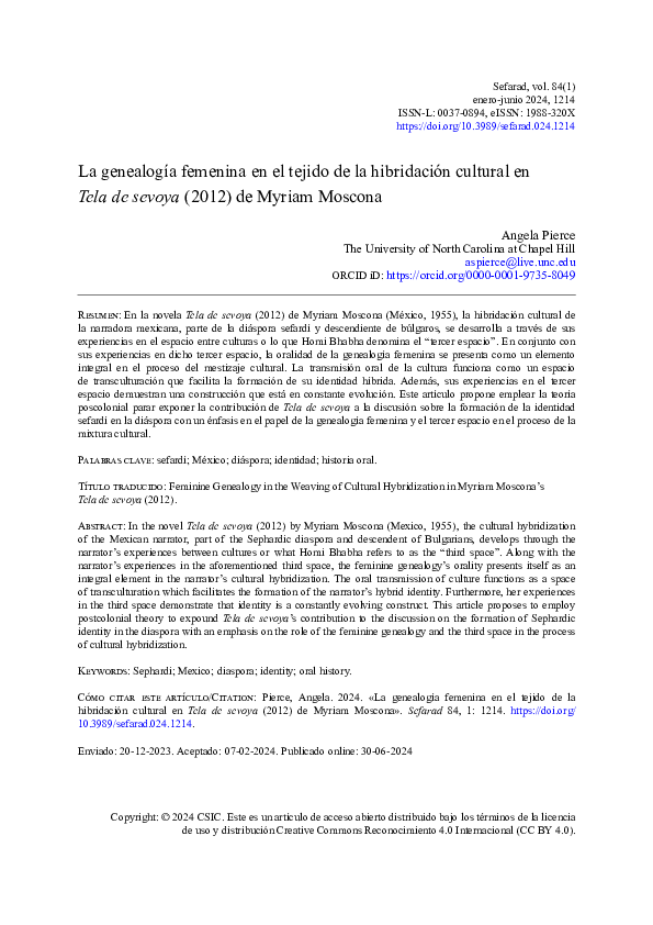 (PDF) La genealogía femenina en el tejido de la hibridación cultural en ...