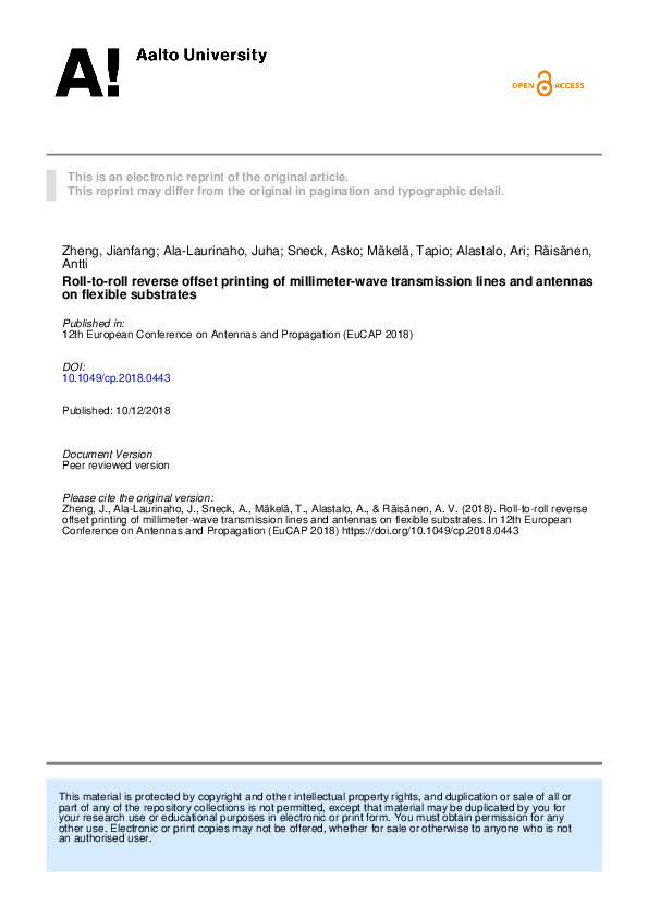 (PDF) Roll-to-roll Reverse Offset Printing of Millimeter-wave ...