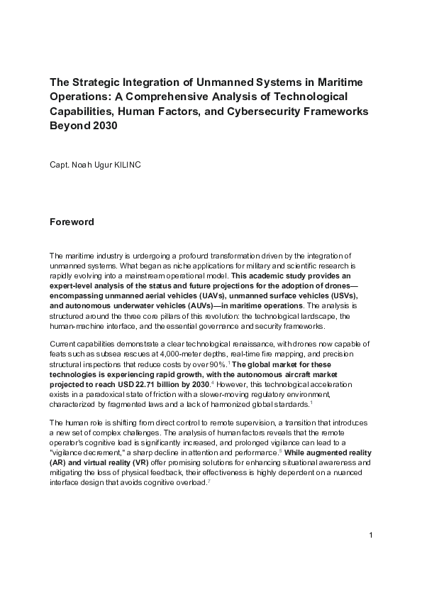 (PDF) The Strategic Integration of Unmanned Systems in Maritime ...
