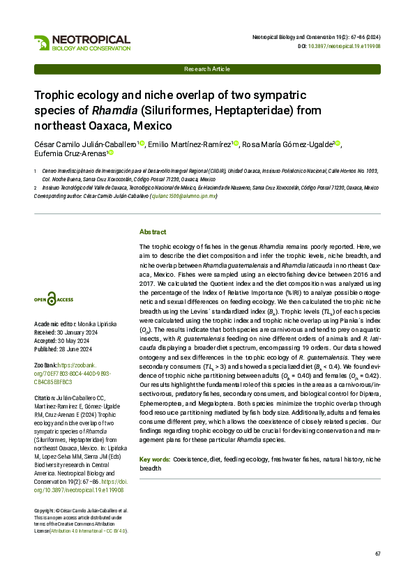 (PDF) Trophic ecology and niche overlap of two sympatric species of ...