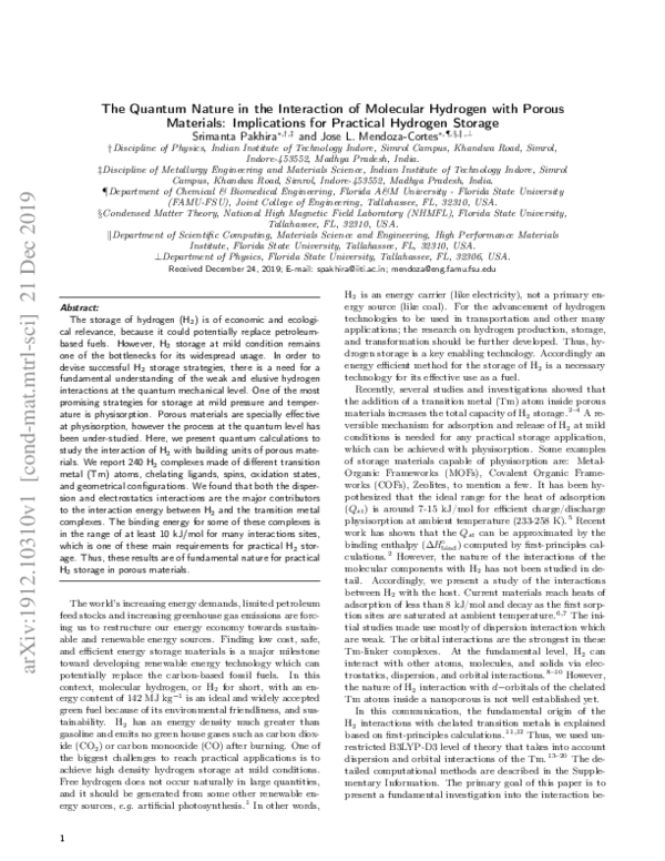 (PDF) Quantum Nature in the Interaction of Molecular Hydrogen with ...
