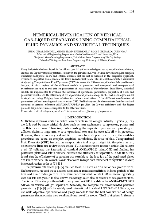 (PDF) Numerical Investigation of Vertical Gas–Liquid Separators Using Computational Fluid ...