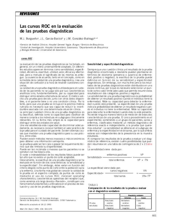 (PDF) Las curvas ROC en la evaluación de las pruebas diagnósticas