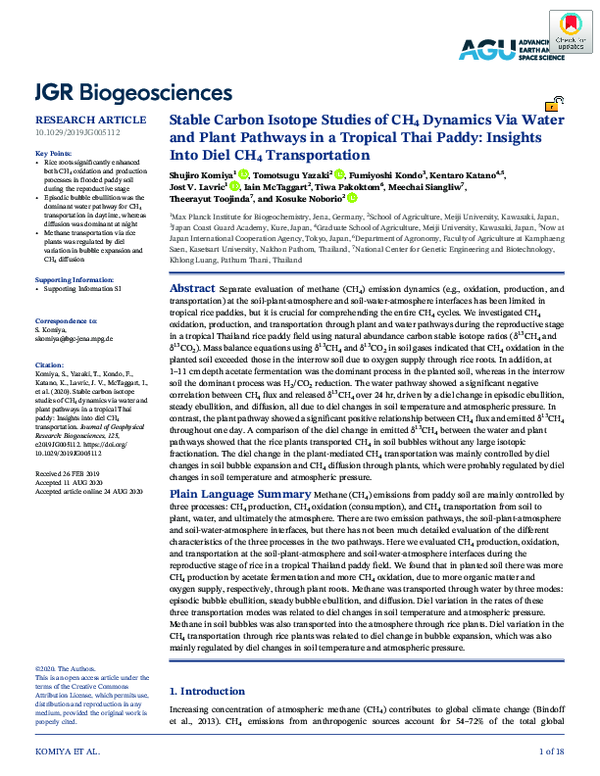 (PDF) Stable Carbon Isotope Studies of CH4 Dynamics Via Water and Plant ...