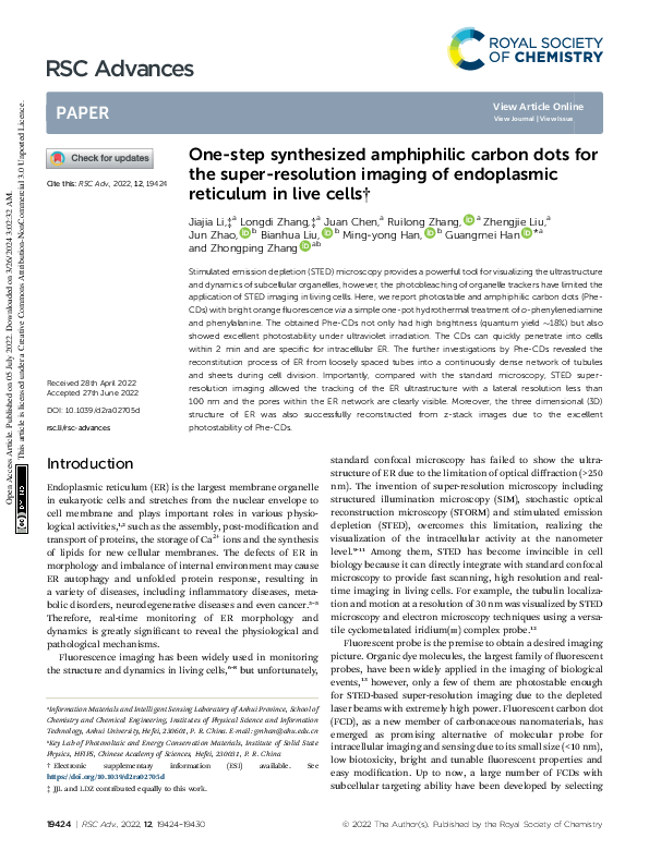 (PDF) One-step synthesized amphiphilic carbon dots for the super ...