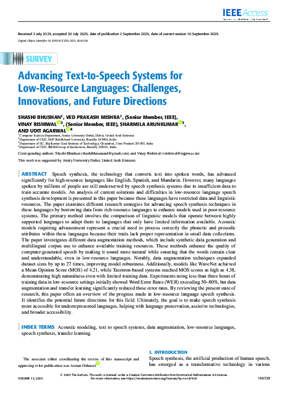 (PDF) Advancing Text-to-Speech Systems for Low-Resource Languages: Challenges, Innovations, and ...