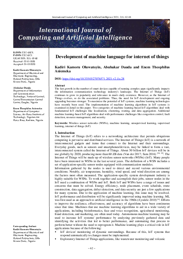 (PDF) Development of machine language for internet of things