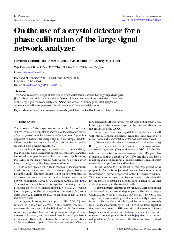 (PDF) On the use of a crystal detector for a phase calibration of the ...