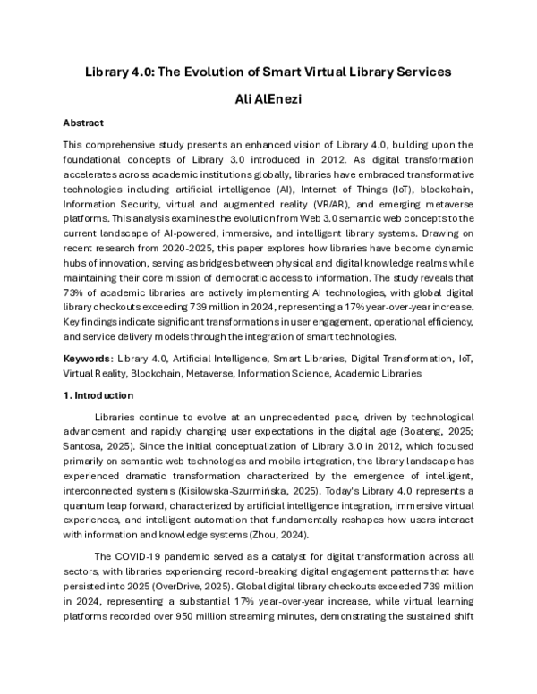 (PDF) Library 4.0: The Evolution of Smart Virtual Library Services