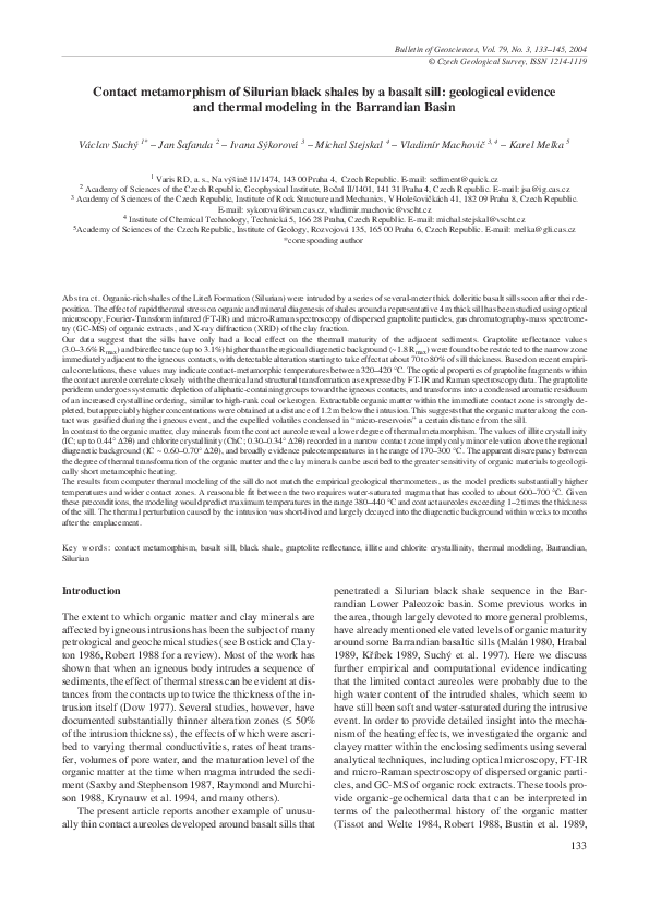 (PDF) Contact metamorphism of Silurian black shales by a basalt sill ...