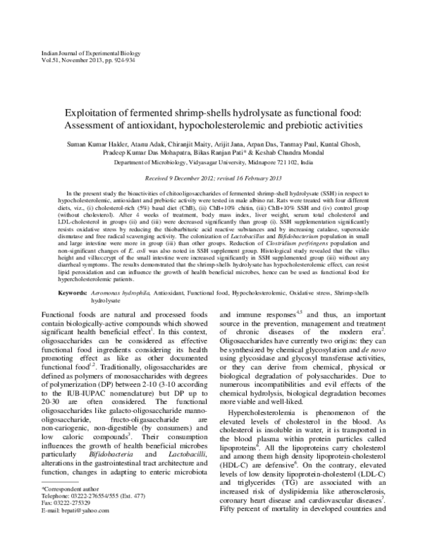 (PDF) Exploitation of fermented shrimp-shells hydrolysate as functional ...