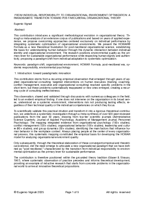 (PDF) FROM INDIVIDUAL RESPONSIBILITY TO ORGANIZATIONAL ENVIRONMENT ...