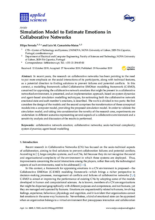 (PDF) Simulation Model to Estimate Emotions in Collaborative Networks