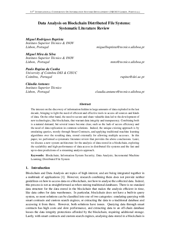 (PDF) Data Analysis on Blockchain Distributed File Systems: Systematic ...