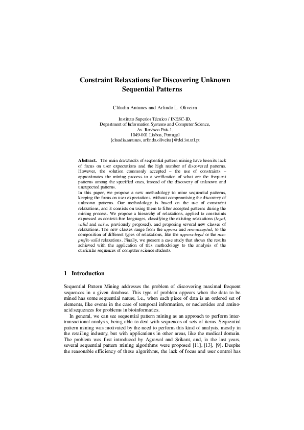 (PDF) Constraint Relaxations for Discovering Unknown Sequential Patterns