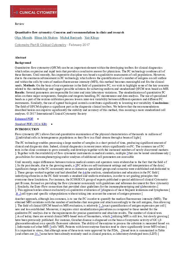 (PDF) Quantitative Flow Cytometry: Concerns and Recommendations in ...