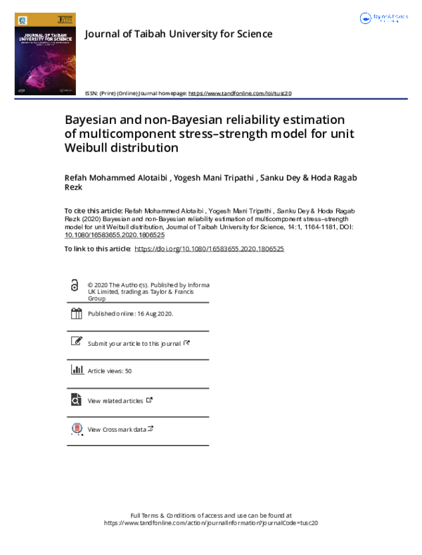 Pdf Bayesian And Non Bayesian Reliability Estimation Of Multicomponent Stressstrength Model