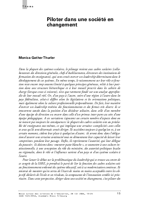 (PDF) Piloter dans une société en changement