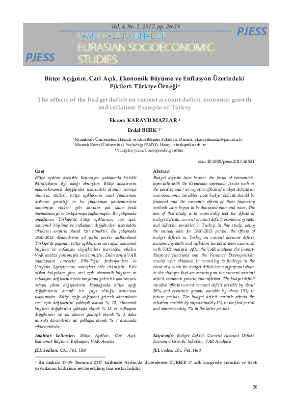 (PDF) The Effects of the Budget Deficit on Current Account Deficit ...