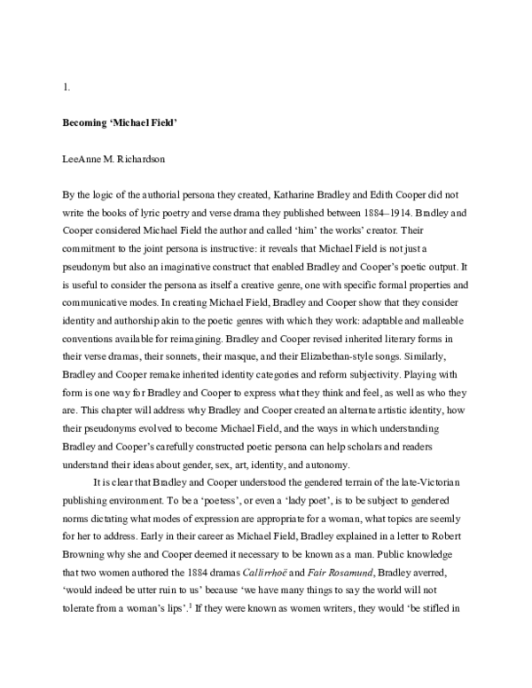 (PDF) Becoming 'Michael Field'