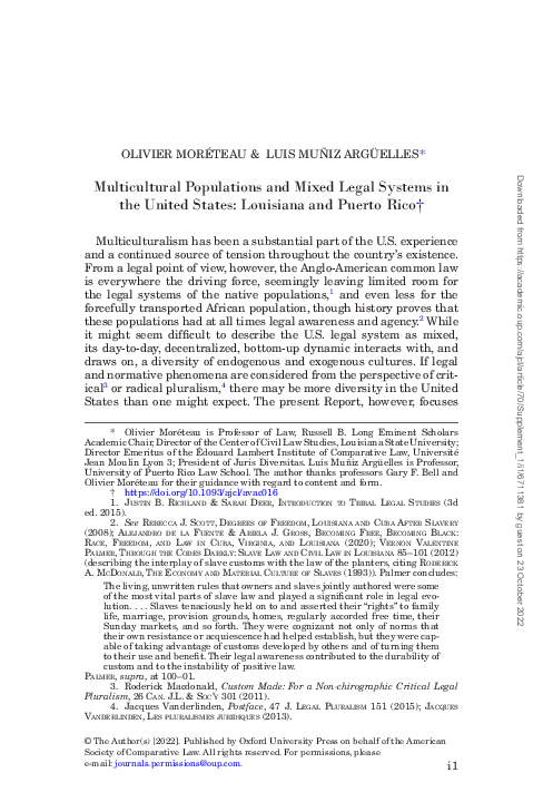 (PDF) Multicultural Populations and Mixed Legal Systems in the United ...