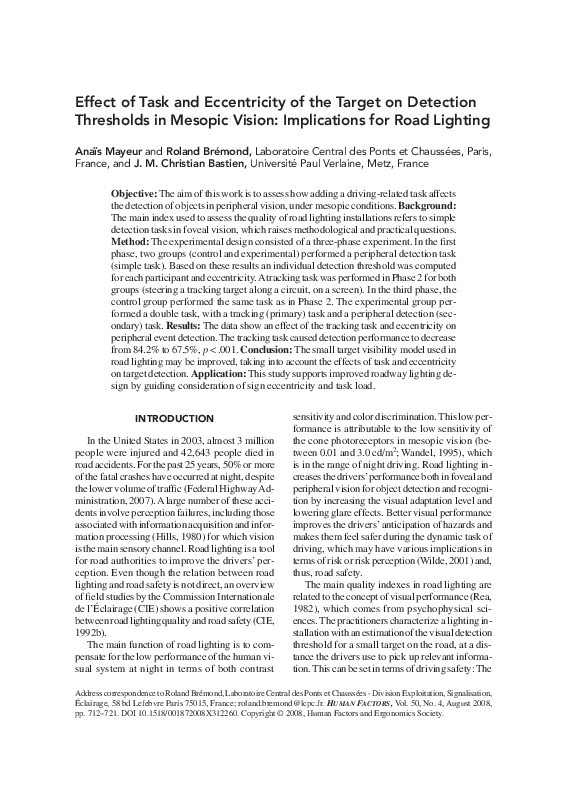 (PDF) Effect of Task and Eccentricity of the Target on Detection ...