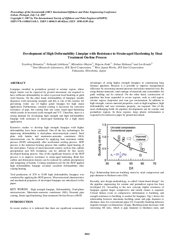 (PDF) Development of High Deformability Linepipe With Resistance To ...