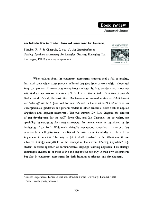 (PDF) An Introduction to Student-Involved assessment for Learning