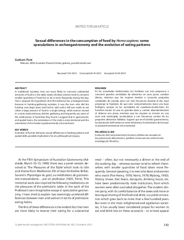 (PDF) Sexual differences in the consumption of food by Homo sapiens ...