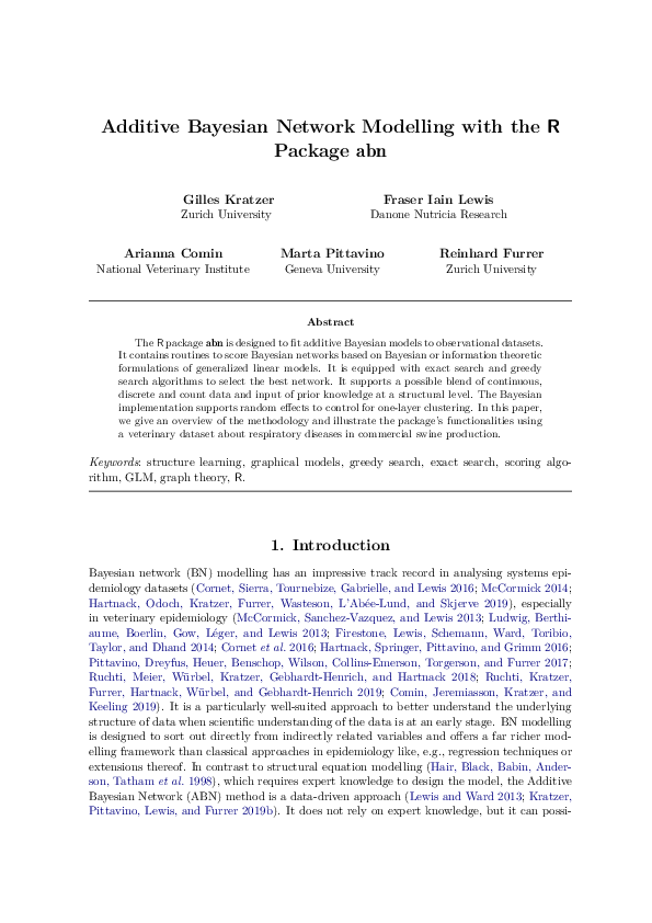 (PDF) Additive Bayesian Network Modelling with the R Package abn