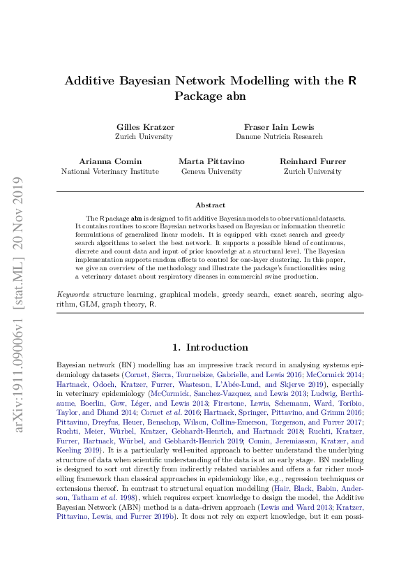 (PDF) Additive Bayesian Network Modelling with the R Package abn