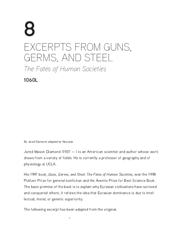 (PDF) Guns, germs and steel: The fates of human societies