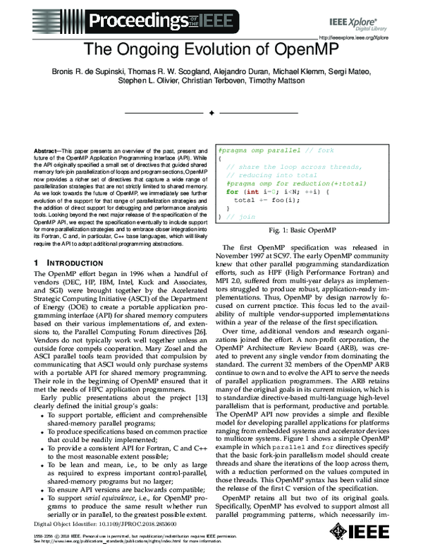 (PDF) The Ongoing Evolution of OpenMP