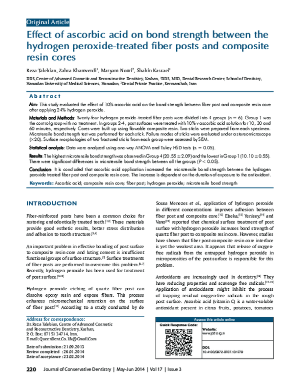 (PDF) Effect of ascorbic acid on bond strength between the hydrogen ...