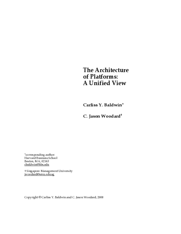 (PDF) The Architecture of Platforms: A Unified View