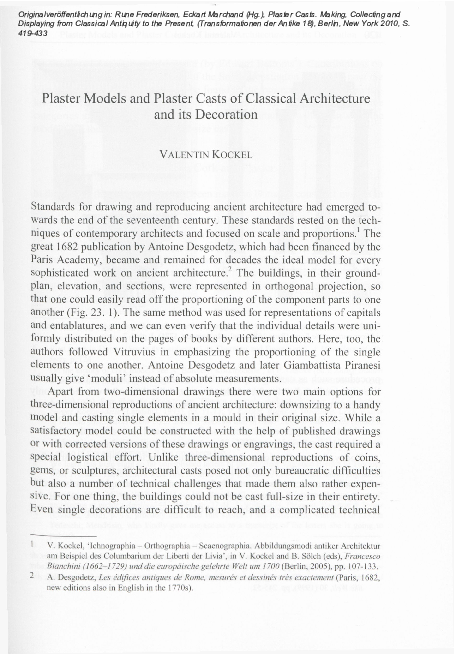 (PDF) Plaster Models and Plaster Casts of Classical Architecture and ...