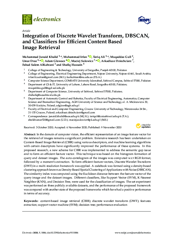 (PDF) Integration of Discrete Wavelet Transform, DBSCAN, and Classifiers for Efficient Content ...