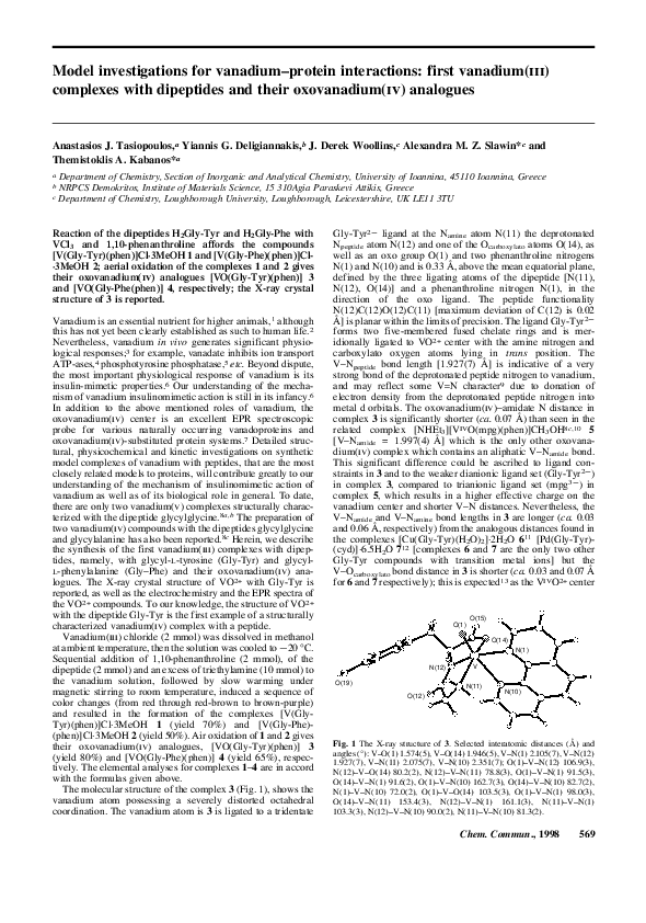 (PDF) Model investigations for vanadium–protein interactions: first ...