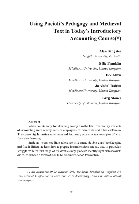 (PDF) Using Pacioli’s pedagogy and medieval text in today’s ...